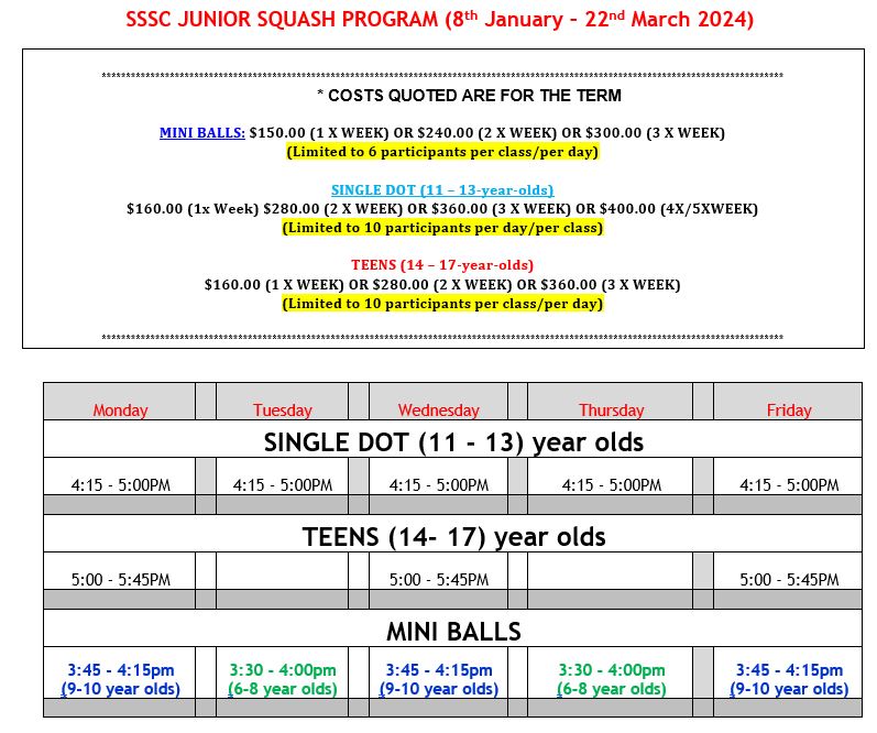 Junior Programmes - South Sound Squash Club
